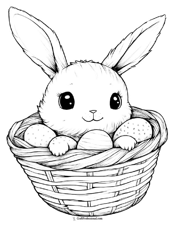 Easter Bunny In Basket Coloring Page Coloring Pages