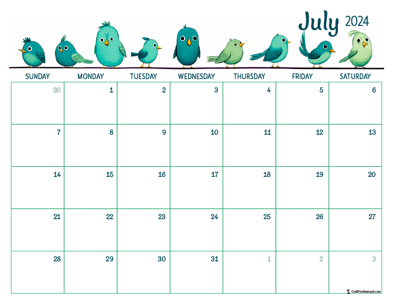 Printable July Calendars - Get Ready for Summer!