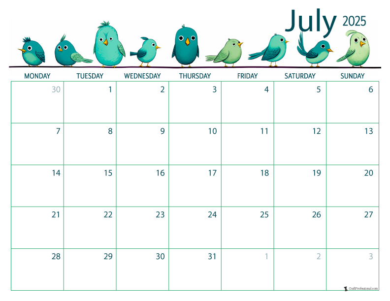 Printable July Calendars - Get Ready for Summer!