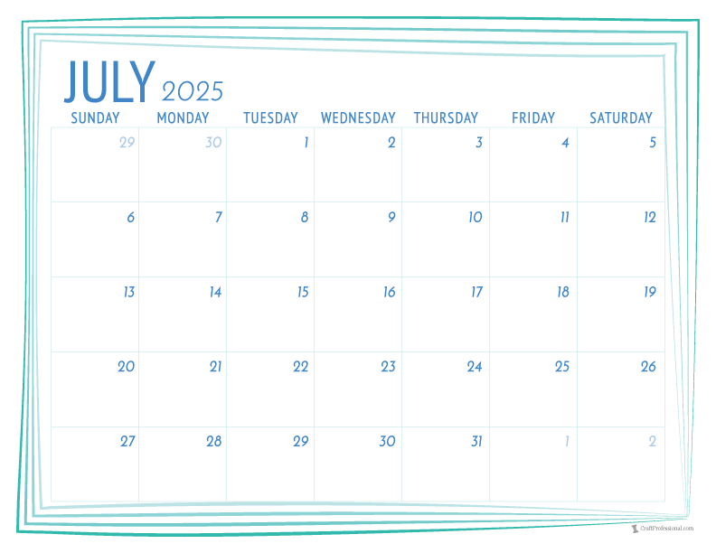 Printable July Calendars - Get Ready for Summer!