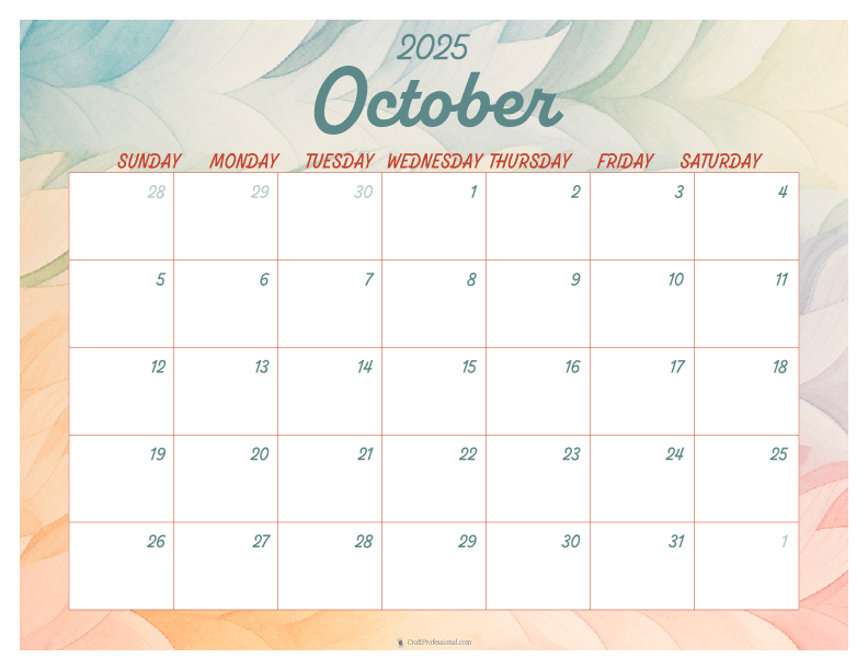 October Calendars - Plan Your Month with Our Free 2025 Printables!