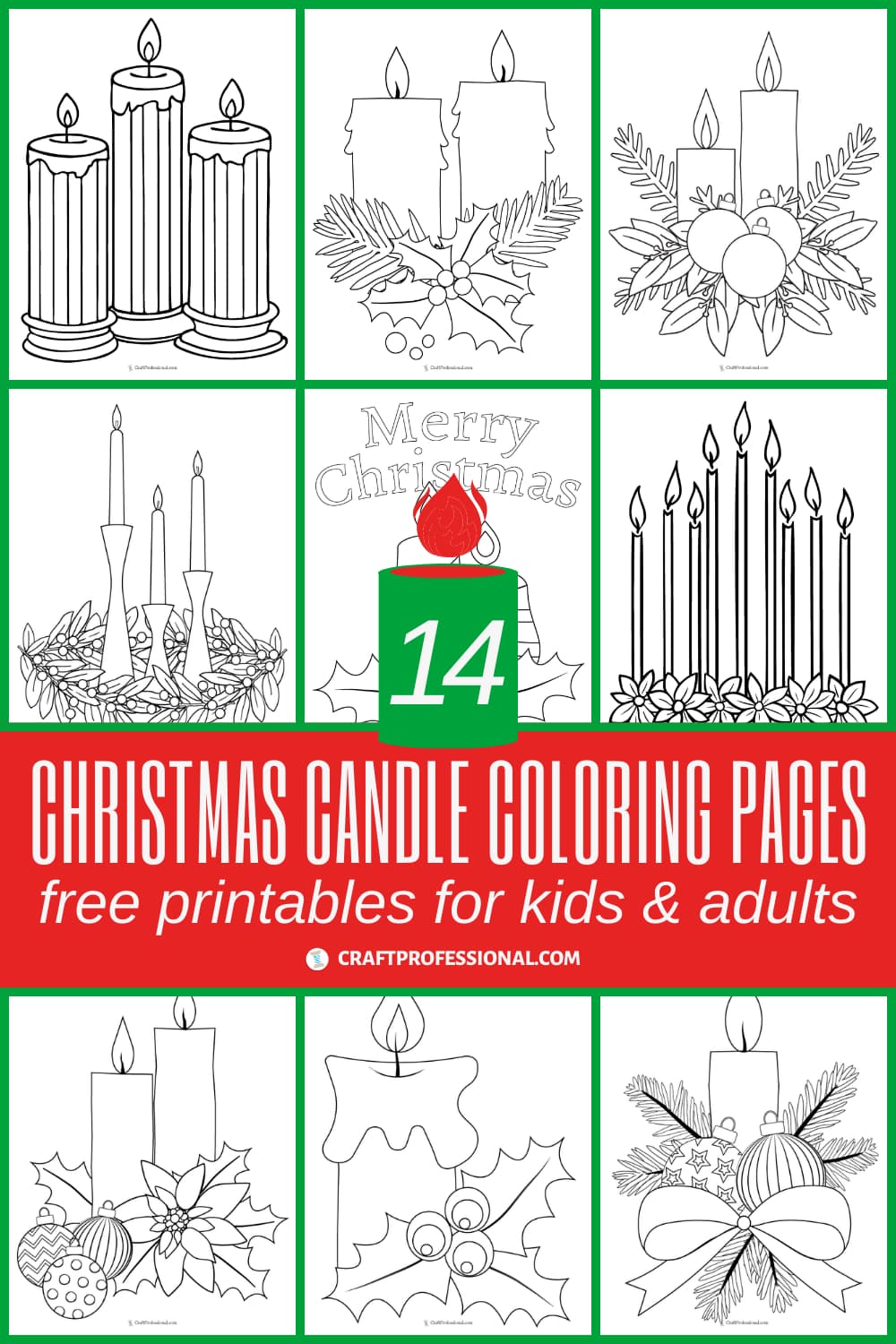 14 Christmas Candle Coloring Pages Free!