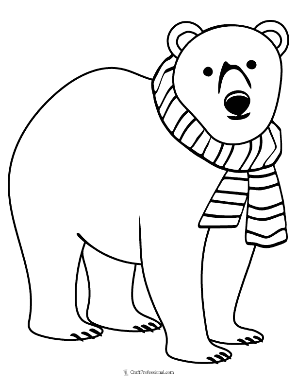 Christmas Polar Bear Coloring Page