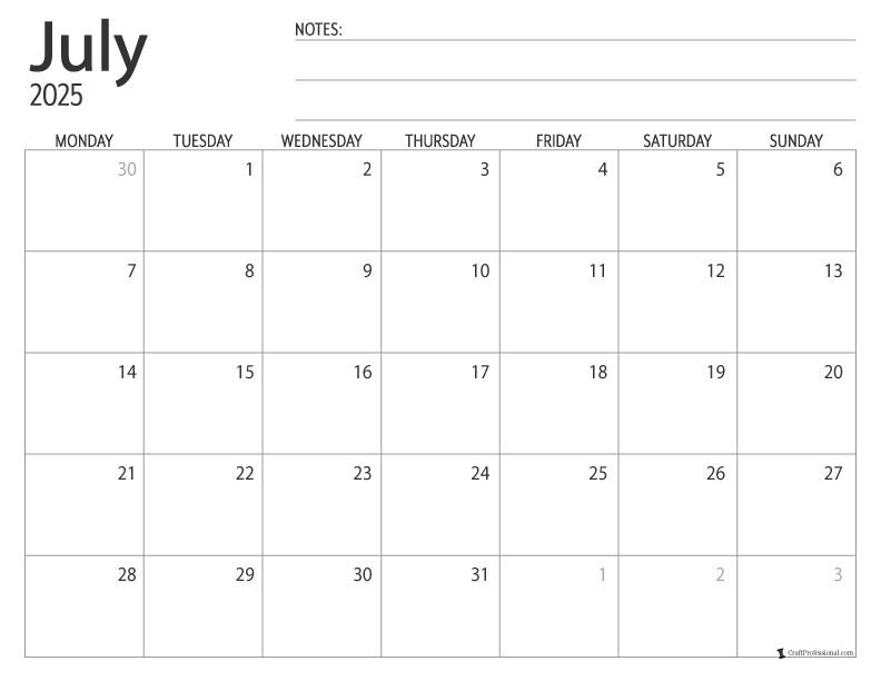 Printable July Calendars - Get Ready for Summer!