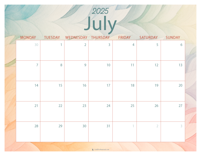 Printable July Calendars - Get Ready for Summer!